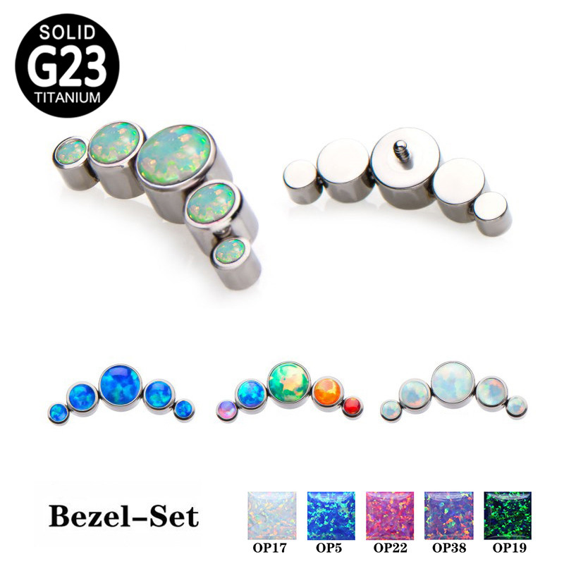 G23 Titanium Bezel Set 5-Opal Stone Cluster Internal Threaded Top ...
